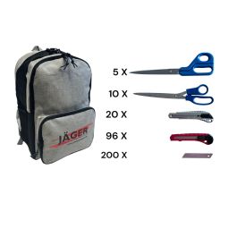 Jäger Premium Rucksack + Scheren-/Cuttermesser-Sortiment 332 Teile